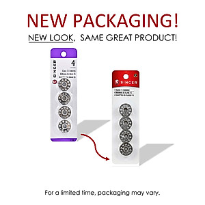SINGER 2136 Class 15 Metal Bobbins, 4-Count, 1-pack