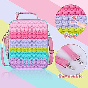 JoyLEME Pop Lunch Box for Kids Girls Insulated Lunch Boxes, Girls Fidget lunch Bag toy for kids Lunch Bag for School Travel Outdoor with Adjustable Shoulder Strap Back to School Gifts(Cloud)