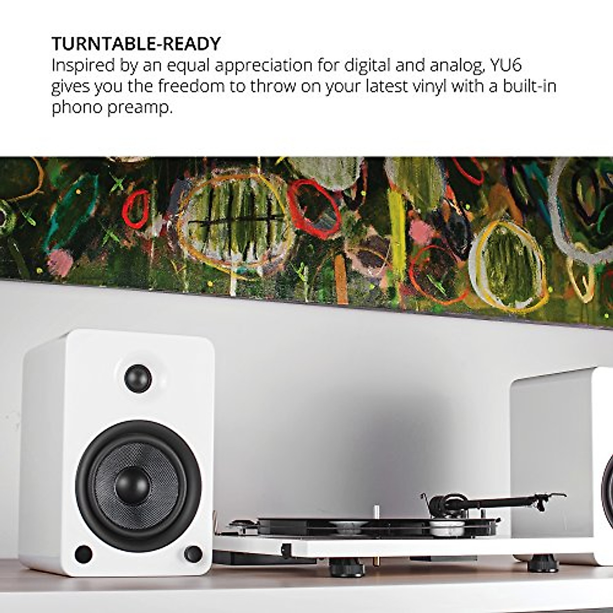 Kanto YU6 Powered Speakers with Bluetooth and Phono Preamp | Matte White | Pair