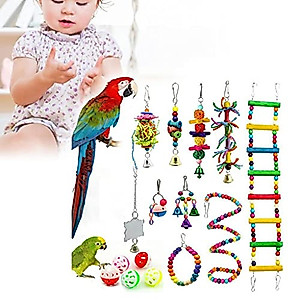 UGPLM 15Pcs Bird Toys Kit Chewing Toys with Bell Ball Bird Training Toys for Small Parakeets, Cockatiels, Budgies, Conures, Finches