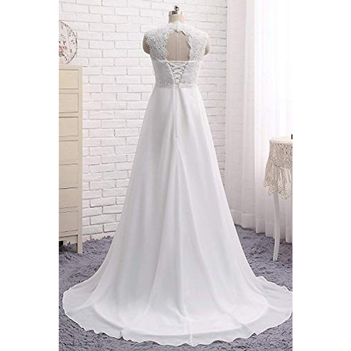 Wedding Dresses for Bride 2023 US 18W White Lace Plus Size Bridal Gowns for Civil Wedding for Beach Wedding for Pregnant Bride