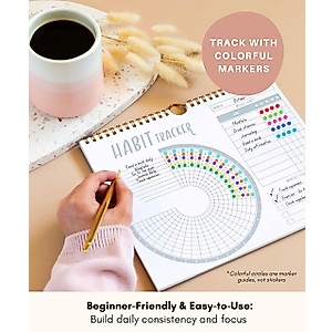 Lamare Habit Tracker Calendar - Inspirational Habit Journal with Spiral Binding - Daily Habit Tracker Journal and Goal Board - Motivational Goal Journal - Great Productivity Tool And Workout Calendar