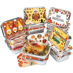 AKEROCK Thanksgiving Leftover Containers with Lids, Thanksgiving to go Containers, Tin Foil, 36 Pieces Total