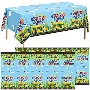 durony 2 Pieces Welcome Back to School Party Tablecloth Table Cover Waterproof First Day of School Plastic Tablecloth Durable Rectangle Table Cover for Party (108 x 54 Inches)