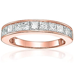 VIR JEWELS 2 cttw Diamond Wedding Band for Women, Princess Cut Diamond Wedding Band in 14K White Gold Channel Set, Size 7