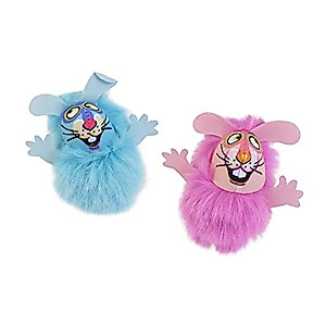 FAT CAT Fluff Bunnies Cat Toys - Catnip Kicker Toy, Blue/ Pink