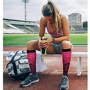 Double Couple 7 Pairs Copper Compression Socks for Men Women 20-30 mmHg Knee High Stockings