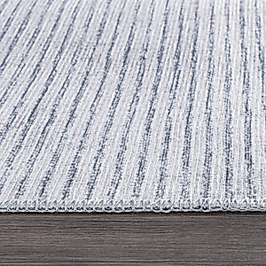 Rugshop Contemporary Distressed Stripe Stain Resistant Flat Weave Eco Friendly Premium Recycled Machine Washable Area Rug 7'7"x9'6" Gray