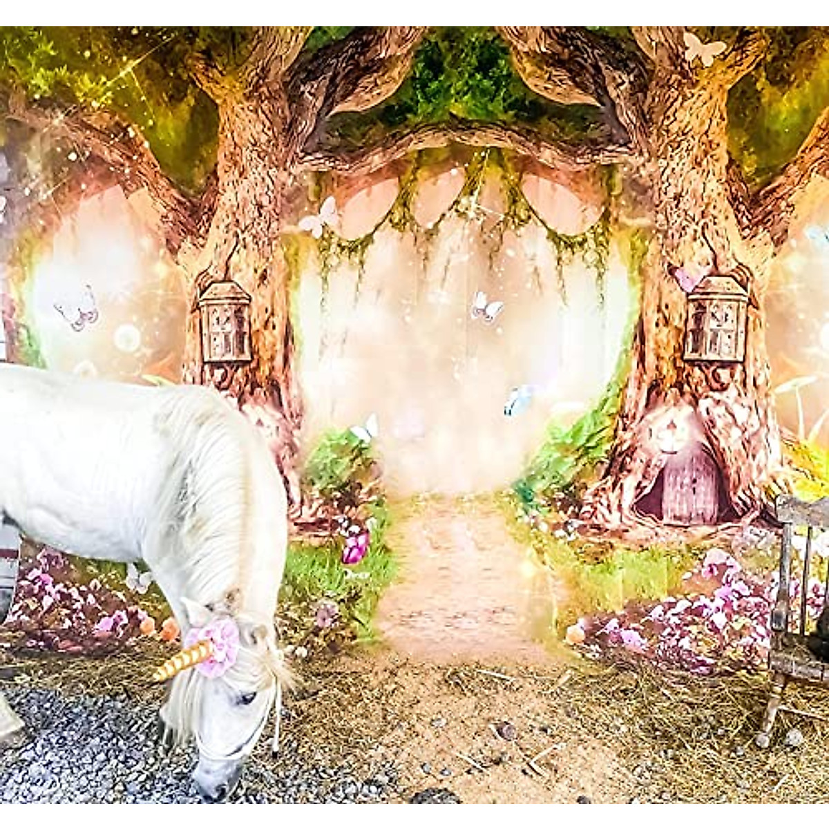 Leowefowa 10x6.5ft Enchanted Forest Backdrop Fairy Tale Forest Enchanted Garden Photography Background for Girl 1st Birthday Baby Shower Party Photoshoots Newborn Kids Children Cake Smash Studio Props