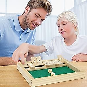 Win SPORTS Wooden Shut The Box Game - Dice Game 2 Player,Board Game,Classics Tabletop Version,Popular Pub Game,Math,Travel for Kids #9