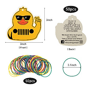 Fantasyon Funny Ducked Card 50 Pack Duck Duck Tags Attach to Rubber Ducks Duck Design With Round Hole and Rubber Bands 3.5 x 2 Inch
