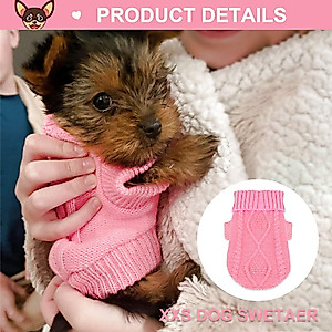 2 Pieces Puppy Sweater Dog Sweater for Small Dogs Winter Warm Dog Knitted Sweater Cute Puppy Clothes for Chihuahua Teacup Yorkie Pet Cat Knitwear Turtleneck Clothes XXS (XX-Small)