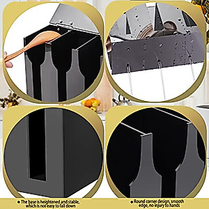 2 Pcs Acrylic Utensil Dispenser Cutlery Organizer with 3 Compartment Black Silverware Holder Plastic Flatware Caddy for Restaurant Party Picnic Office Cafe Countertop Kitchen Wedding Spoon Fork Straw