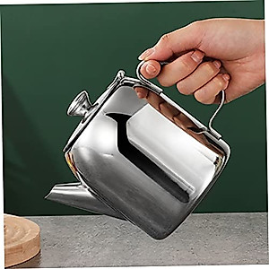 NOLITOY 1pc ounce teapot coffee pot for camping metal stock tank stainless steel water jug vinegar serving bottle bacon grease container stovetop kettles Heating Teakettle Strainer Kettle