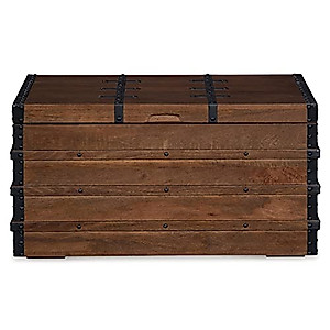 Signature Design by Ashley Kettleby Vintage Wood Storage Trunk or Coffee Table with Lift Top 19", Brown