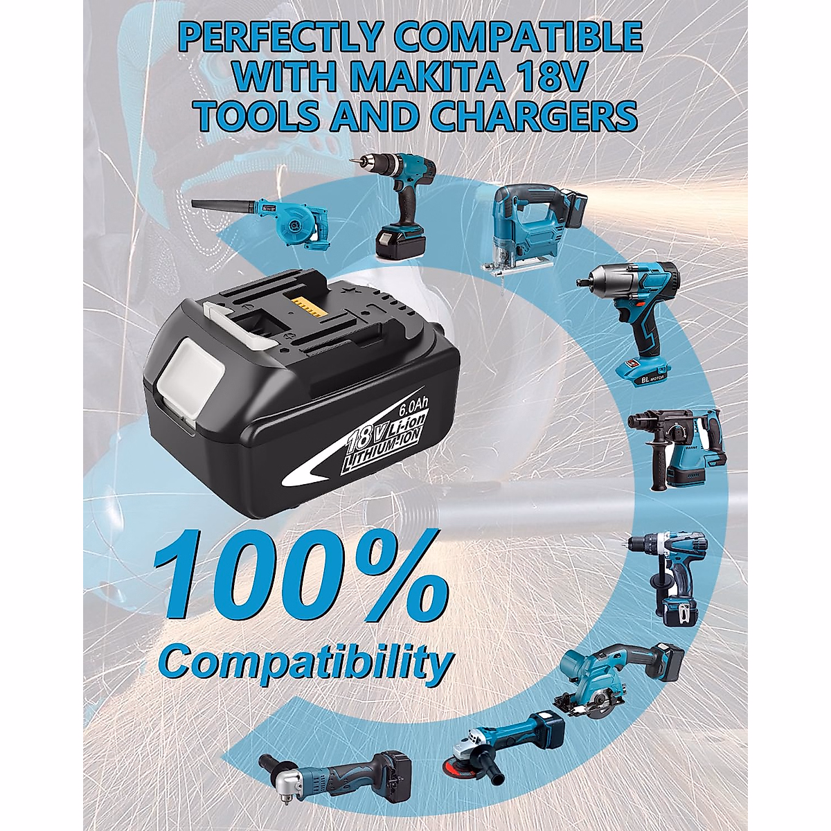 Nyveyoo Upgraded 6.0Ah Replacement 18V Battery for Makita, Compatible with Makita 18V Battery Lithium ion BL1850 BL1850B BL1840 BL1840B BL1830 BL1830B BL1815 LXT 18V Battery Chargers, 4Pack