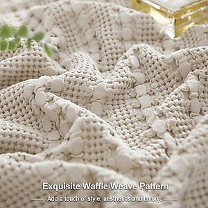 PHF 100% Cotton Waffle Pillow Shams King Size, 2 Pack 20" x 36" Soft Skin-Friendly Pillowcases, No Filling, Aesthetic Woven and Breathable Waffle Weave Pillow Case Covers for Bed, Oatmeal