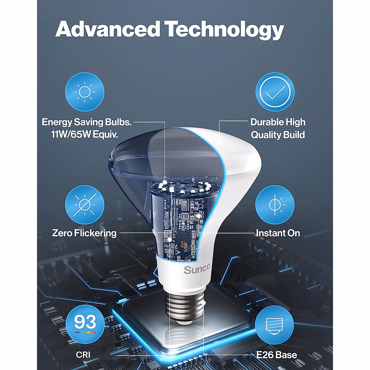 Sunco 8 Pack BR30 LED Bulbs, Indoor Flood Lights CRI93 11W Equivalent 65W 3000K White 850 Lumens, E26 Base, 25000 Lifetime Hours Interior Home Dimmable Recessed Can Light Bulbs UL