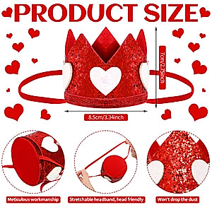 3 Pieces Galentine's Day Red Pet Party Crown, Reusable Crown for Dogs and Cats, Birthday Party Cat Kitten Headband, Adoption Celebration, Valentine's Day