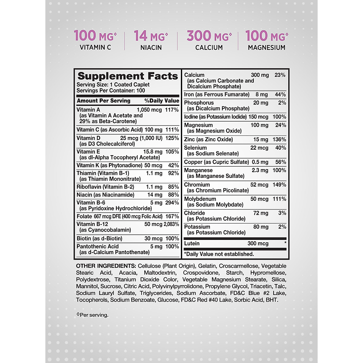 Multivitamin for Women 50 Plus | 100 Caplets | Non-GMO & Gluten Free | ABC Complete Multivitamin | by Nature's Truth