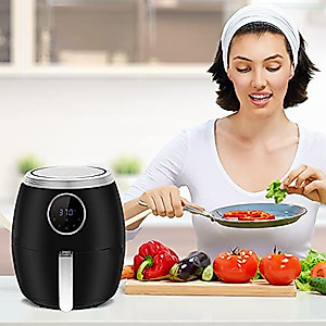 ZAFRO Electric Hot Air Fryer 6-Quart 1500 Watts, Oven Cooking with Temperature Control, Extra Hot Air Fry, Cook, Crisp, Broil, Roast, Bake, 7 Presets with Recipe Book, LED Dispiay, Black