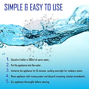 Retainer and Denture Cleaner 150 Tablets, 5 Month Supply Cleaning Tablets Denture Cleaners Remove Bad Odors, Plaque, Stains From Night Guards, Mouth Guards, Dental Appliance