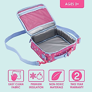 Bentgo® Kids Lunch Bag - Durable, Double Insulated, Water-Resistant Fabric, Interior & Exterior Zippered Pockets, Water Bottle Holder - Ideal for Children 3+ (Rainbow)