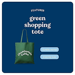 Chamberlain Coffee Green Tote Bag - Kelly Green Aesthetic Tote Bag for School, Groceries & Books - Cotton Canvas Tote Bag Logo - Durable Reusable Bag