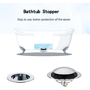 GEKJDMER Universal Tub Stopper Bathtub Drain，Pop Up Bath Drain Tip Toe Bathtub Drain Stopper，Replaces Bath Tub Lift and Turn, Tip-Toe and Trip Lever，Easy to Install and Clean