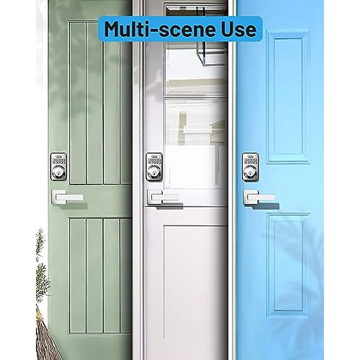 Zowill Keyless Entry Door Lock with 2 Lever Handles, Electronic Keypad Deadbolt, Auto-Locking, Anti-Peeping Password, Digital Smart Code Door Lock, Front Door Handle Sets, Satin Nickel