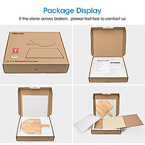 Unicook Pizza Stone and Peel, 16 x 14 Inch Baking Stone for Grill Oven, Thermal Shock Resistant Cooking Stone for Making Crisp Crust Pizza Bread, Includes Wooden Pizza Peel
