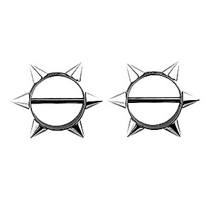 Pierced Owl Spikes Nipple Barbell Shields, Sold as a Pair