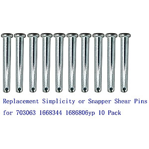 Replacement Simplicity or Snapper Shear Pins FITS 703063, 1668344, 1686806yp 10 Pack