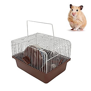 Hamster Cage Portable Outdoor Exercise Yard Fence Top Cover Anti Escape,Hamster Cage Breathable Portable Small Animal House with Water Bottle Bowl Running Wheel for Guinea Pig