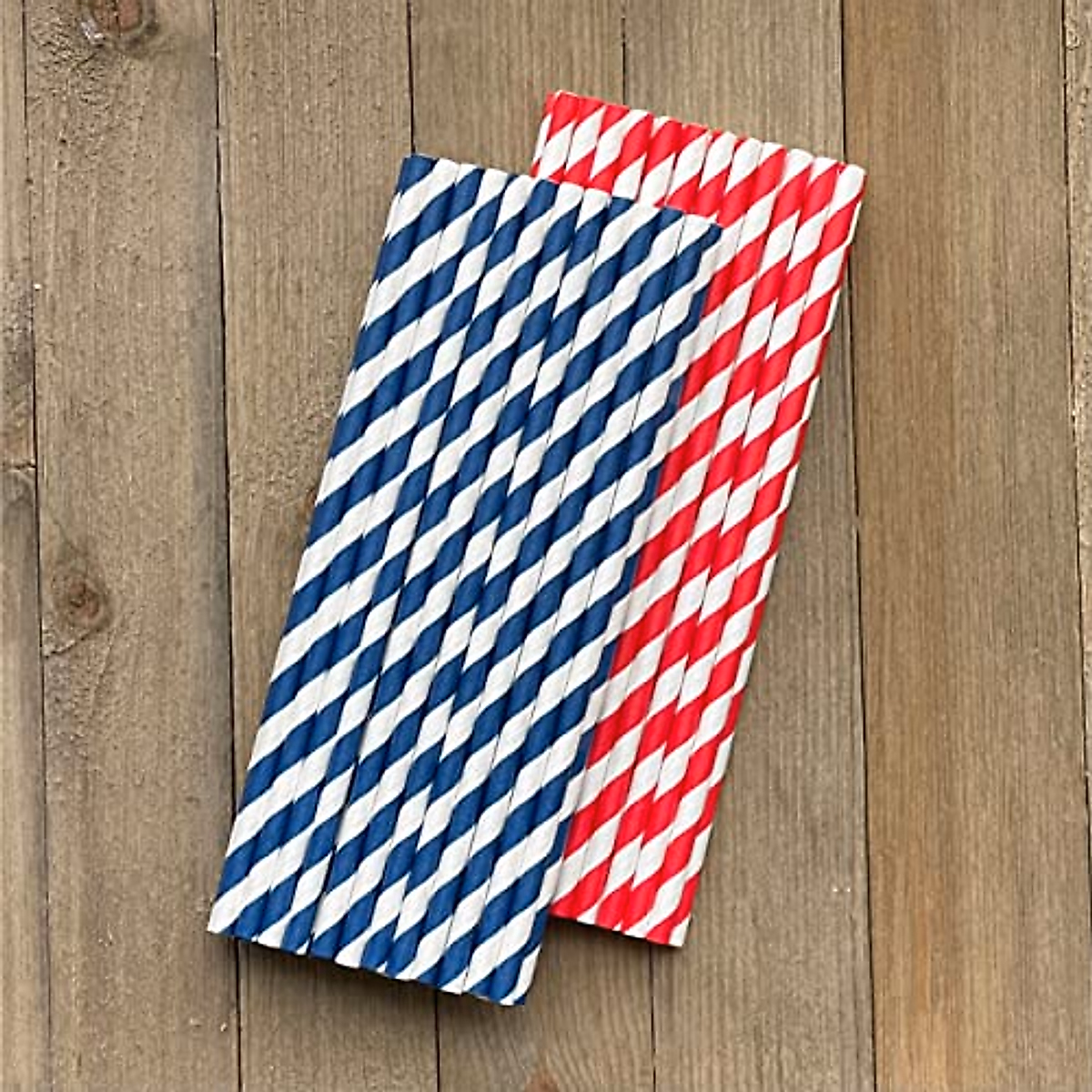 Patriotic 4th of July Paper Straws - Red White and Blue - Stripe - 50 Pack Outside the Box Papers Brand