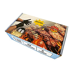 LavaLock Heavy Duty Thick 5.5 Mil Black Disposable Nitrile BBQ Gloves with 2 cotton liners for outdoor cooking grilling smokers and barbecue competition, chef or kitchen use (40, Extra-Large)