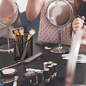 Delifox 2 Pack Pen Holder Pen Organizer for Desk Mesh Round Pencil Holder Desktop Organizer 3 Compartments Pencil Organizer Desk Organizer for Office Home School, Black