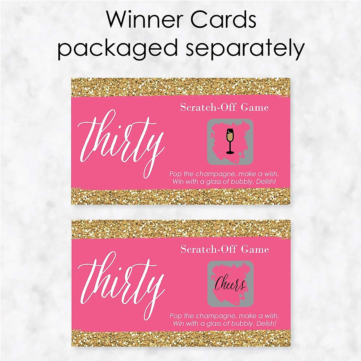 Big Dot of Happiness Chic 30th Birthday - Pink and Gold - Birthday Party Game Scratch Off Cards - 22 Count