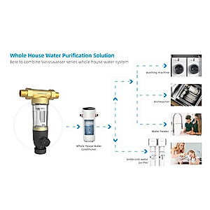 Weisswasser Sediment Filter, Spin Down Sediment Filters, Reusable Whole House Water Filter System for Well Water, 40 Micron, Lead-Free Brass, BPA Free,1"MNPT+3/4"FNPT+3/4"MNPT, EFFM.DH01