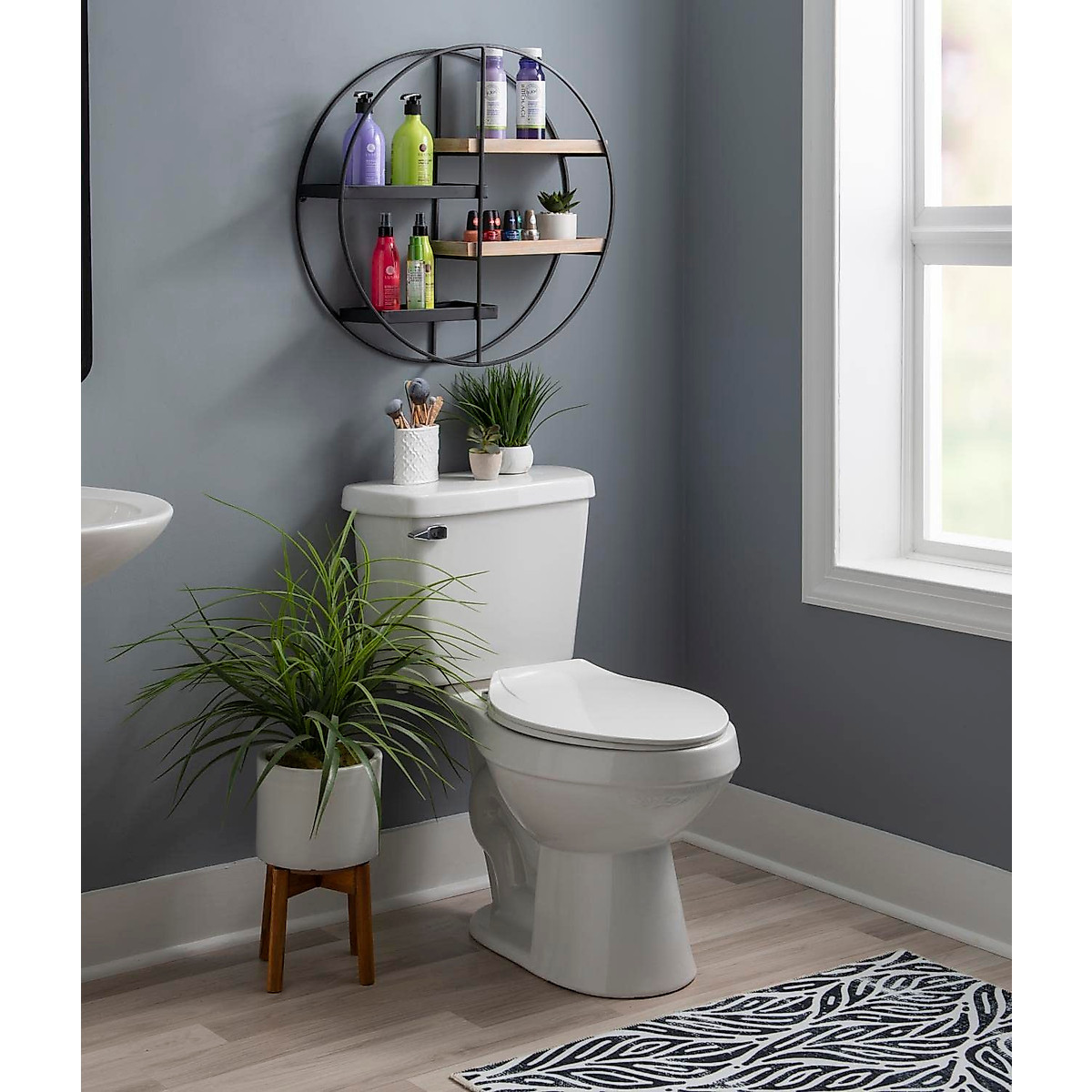 Lindell Round 4 Shelf Wall Storage Black