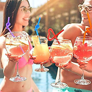 Multi-Colored Flexible Disposable Drinking Straws Bendable Extra Long Bendy Party Plastic Straws, 100 Count