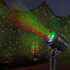 Christmas Projector Lights Outdoor, Led Christmas Laser Lights Landscape Spotlight Red and Green Star Show Waterproof with Remote Decorative Patterns for Indoor Outdoor Garden Patio Wall Holiday