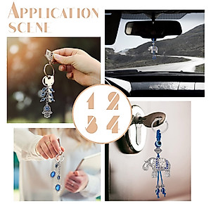 PLIGREAT 3 Pcs Evil Eye Amulet Lucky Charm Keychain, Decorative Car Hanging Ornament Elephant Turtle Hamsa Hand Charms Key Rings Inspirational Keychain Gifts for Family Women Bff Colleagues