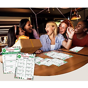 Christmas Feud Game Set, Friendly Feud Quiz, Baby Shower Game, Christmas Party Activity, Family Games for Adults (30 Feud Cards + 3 Fast Money Round Cards) Xmas Holiday Winter Party Decorations-P006