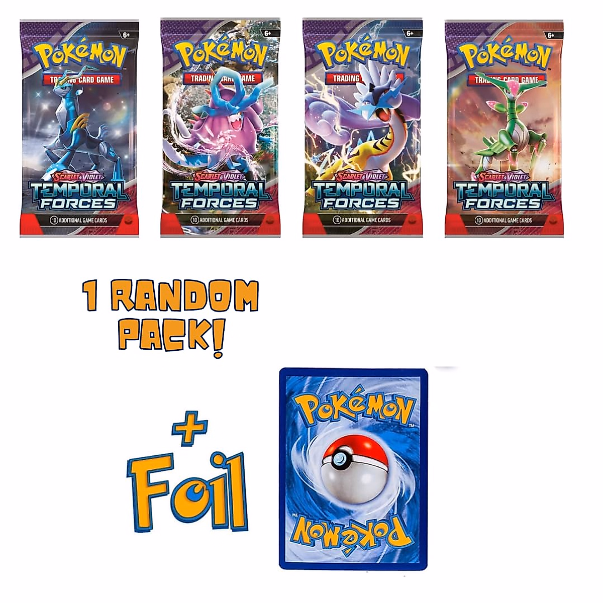 Sportsntoys Scarlet and Violet Temporal Forces New Single Booster Bundle Pack -Factory Sealed- Comes with Extra Foil Collector Card