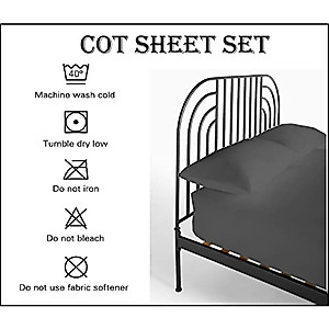 Cot Sheets Set (30" X 75") 4 PCs 400 Tc with 6 Inch Deep Pocket Dark Grey Solid - Cot Sheets for Daycare/Folding Bed/Rollaway Bed/Camp Bunk Beds/RVs/Guest Beds cot Sheet Set