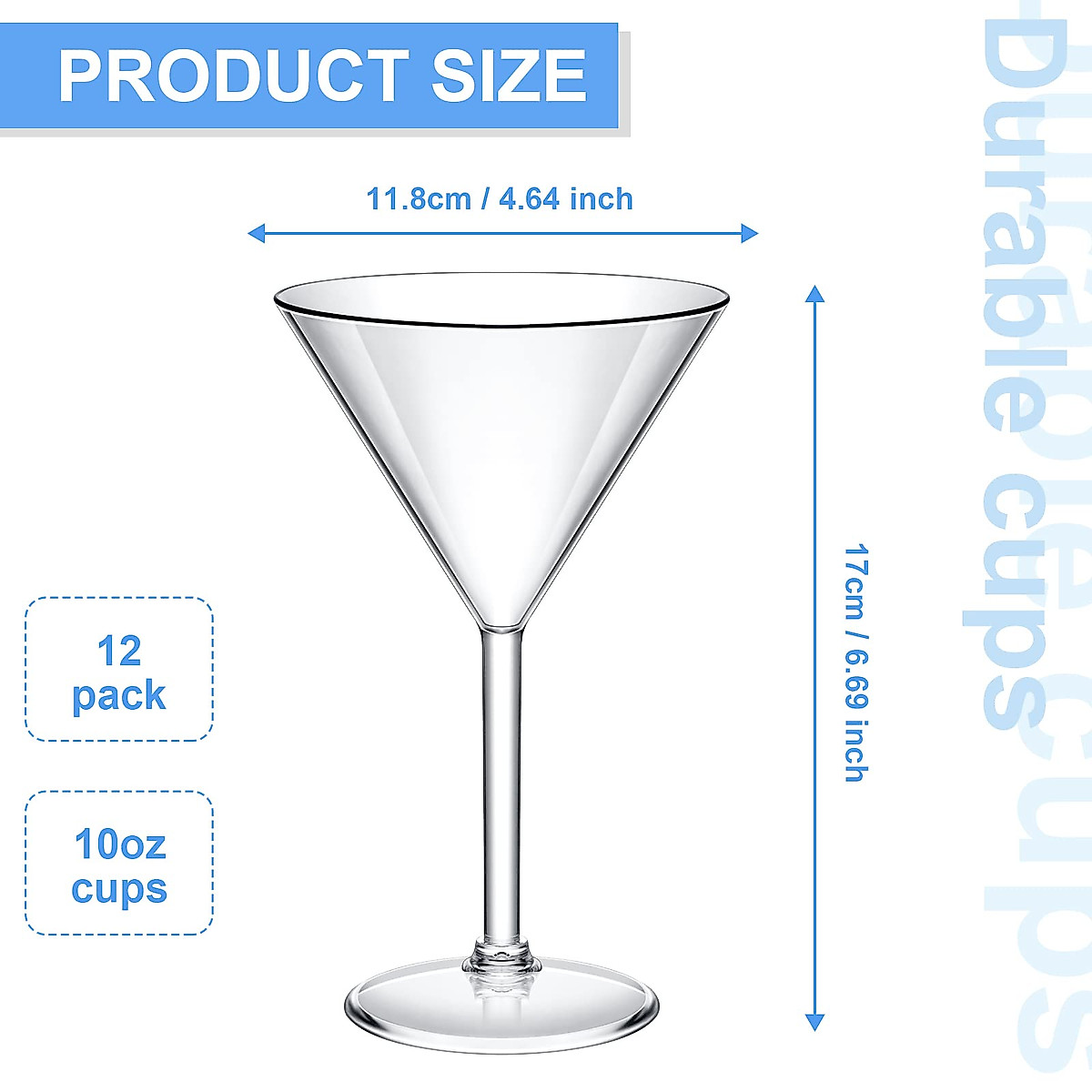 Plastic Martini Glasses 10 oz Acrylic Unbreakable Cocktail Glasses Plastic Cups Dessert Cocktail Cups Drinkware Drink Glassware for Mousse Home Bar Restaurant Wedding Festival Party Supply (12 Pieces)