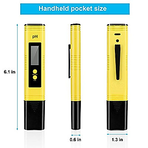 Digital PH Meter, UOTO Water Quality Tester 0.01 PH High Accuracy and 0-14 PH Measurement Range, Ideal Water Test Meter for Household Drinking Water, Aquariums, ATC – Yellow