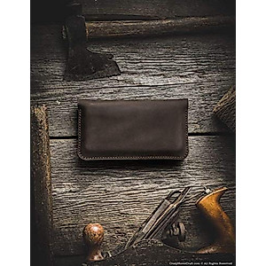 Leather Wallet for iPhone 14 Pro / 14 Plus, 14/13 / 12 Pro Max, 13/12 Mini, Sleeve for Two Phones, Wood Brown, Handmade Phone Cover SE, 12, 11 Pro Max/Xr/Xs/8,7,6s,X Wool Felt, Crazy Horse Craft