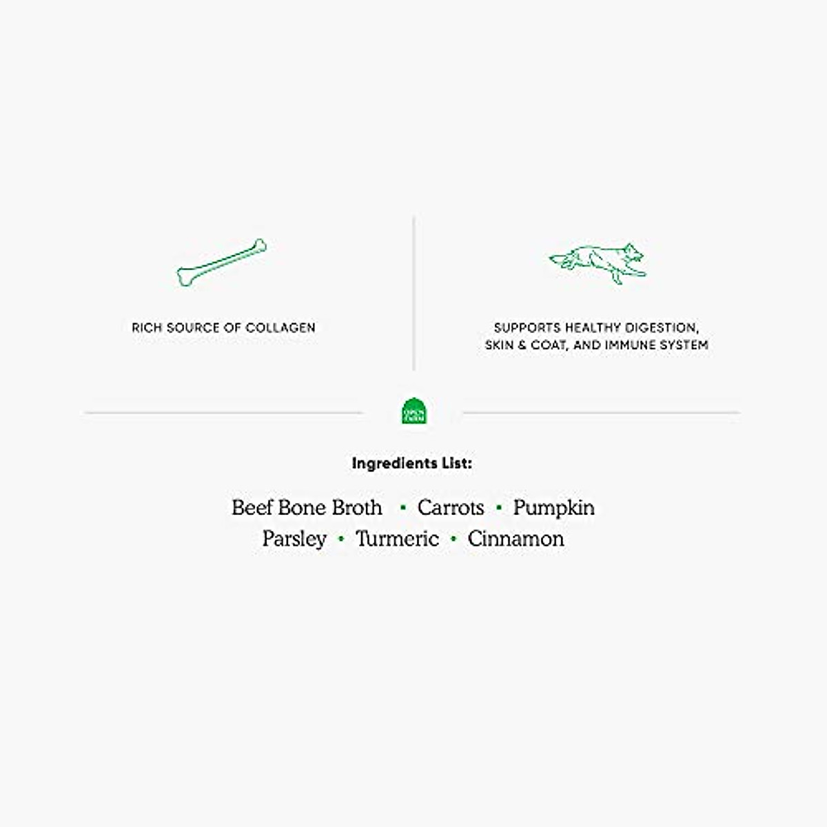 Open Farm, Beef Bone Broth, Food Topper for Both Dogs and Cats with Responsibly Sourced Meat and Superfoods Without Artificial Flavors or Preservatives, 12oz